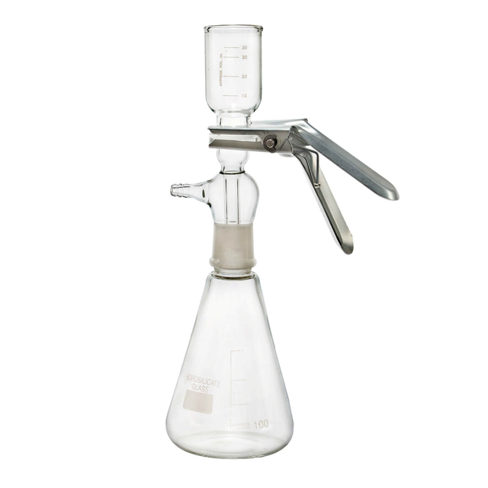 Glass filtration assembly sets with fintered filtering support, alumin ...