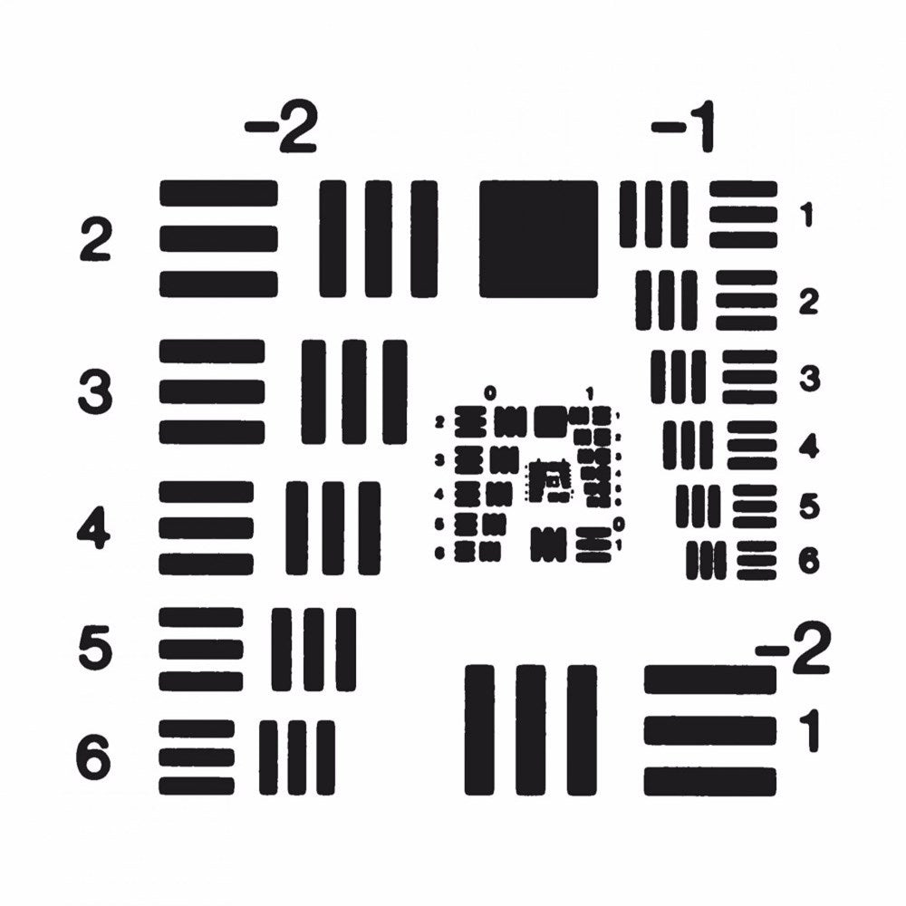 R71 USF resolution test charts, positive image – ProSciTech